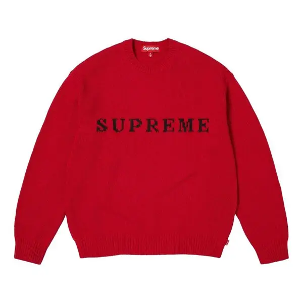 Supreme Contrast Logo Pullover Sweater - Red