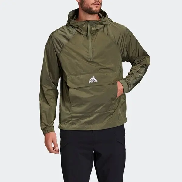 Adidas Half Zipper Hooded Pullover Sports Jacket