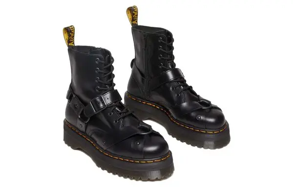 Dr. Martens Jadon Harness Leather Platform Combat Boots - Black