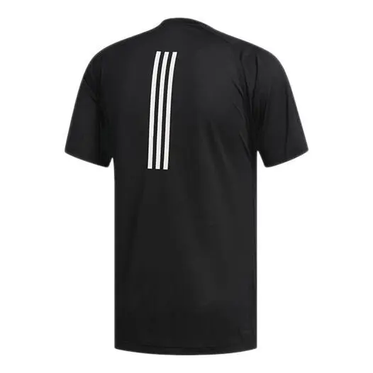 Adidas Sports Training 3-stripes Round Neck Short Sleeve Cloud White - Black