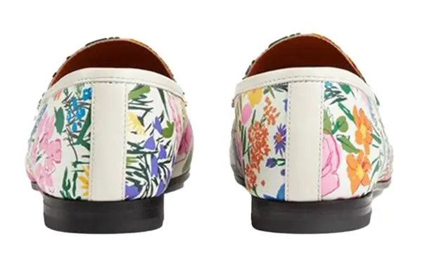 Gucci Leather Floral Print Loafers