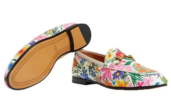 Gucci Leather Floral Print Loafers