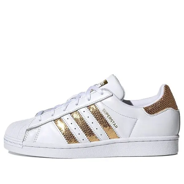 Adidas Superstar Sneakers With Gold Sequins - White