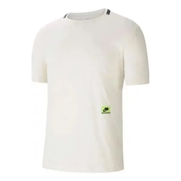 Nike Solid Color Waist Brand Logo Label Round Neck Short Sleeve White T-shirt - Default Color