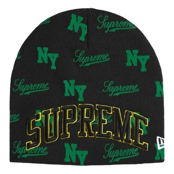 Supreme X New Era Ss26 Monogram Beanie - Black