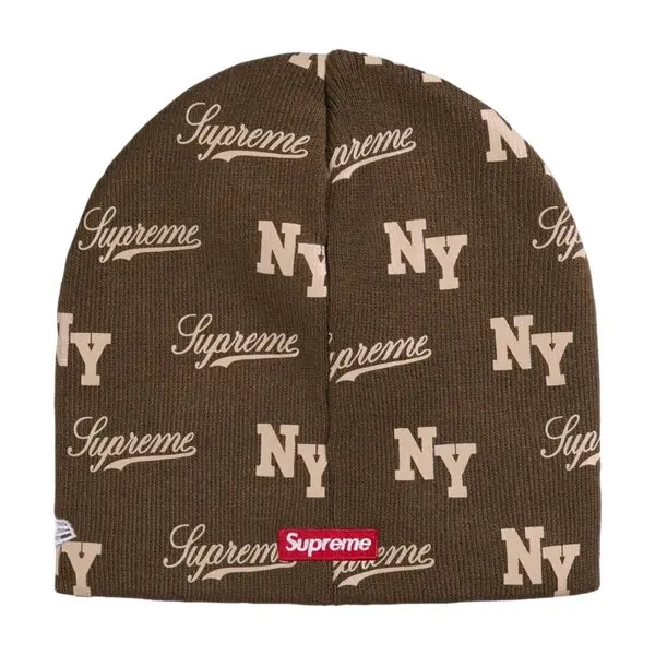 Supreme X New Era Ss26 Monogram Beanie - Brown