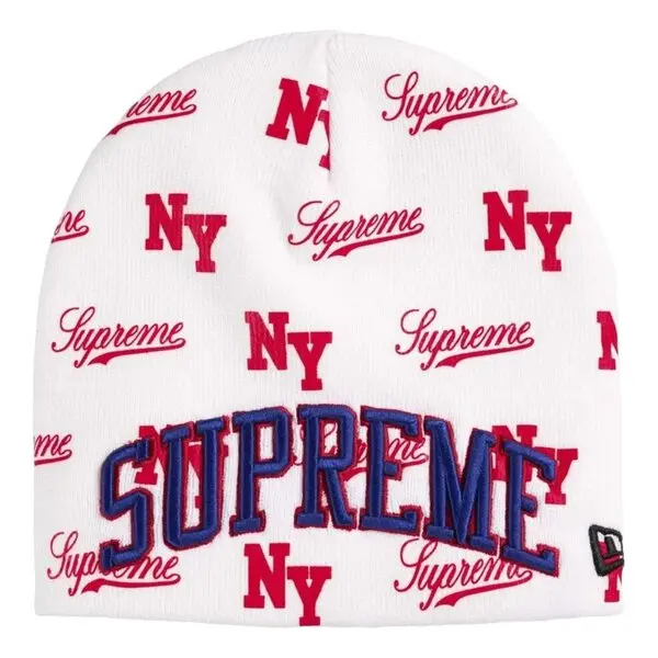 Supreme X New Era Ss26 Monogram Beanie - White