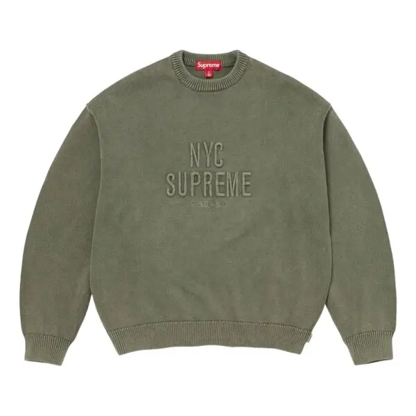 Supreme Overdyed Raised Sweater - Olive