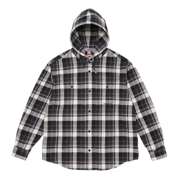 Supreme Ss26 Hooded Flannel Shirt - Black
