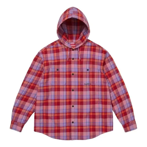 Supreme Ss26 Hooded Flannel Shirt - Pink