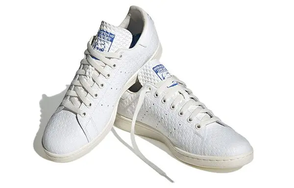 Adidas Stan Smith Low Top Sneakers With Debossed Geometric Print - White
