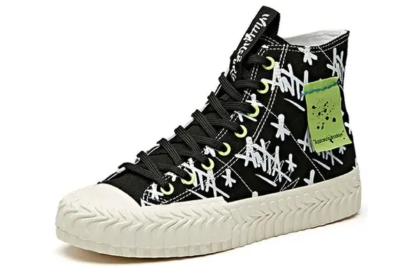 ANTA Stash X Canvas High Top Sneakers - Black/white/green
