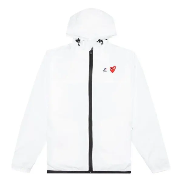 Play Comme Des Garcon X K Way Full Zip Hooded Jacket - White