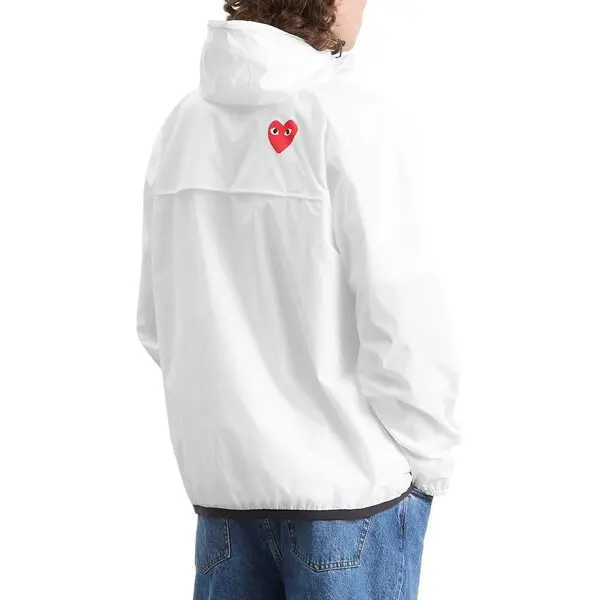 Play Comme Des Garcon X K Way Full Zip Hooded Jacket - White