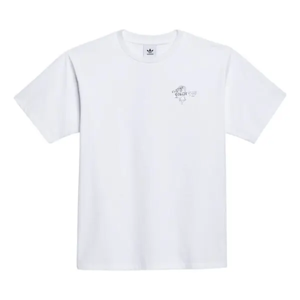 Adidas Originals Cartoon Pattern Printing Round Neck Short Sleeve White - Multi-color