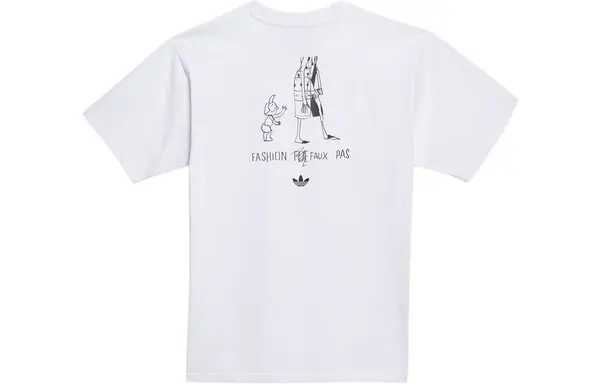 Adidas Originals Cartoon Pattern Printing Round Neck Short Sleeve White