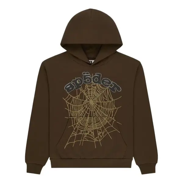 SP5DER Og Web Rhinestone Hoodie - Brown