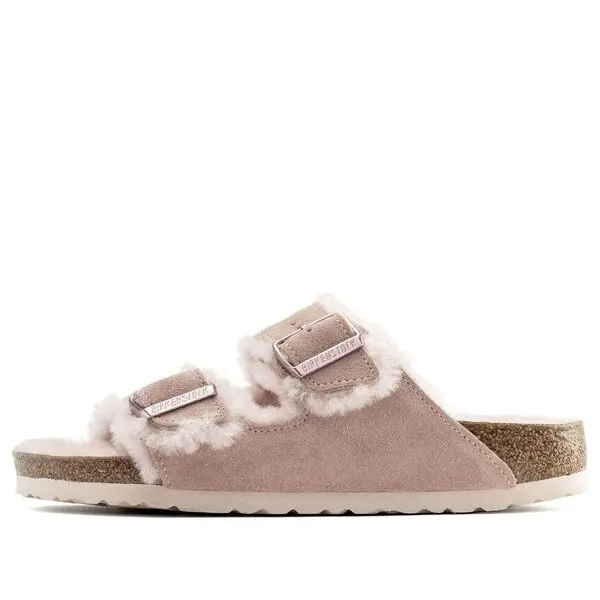BIRKENSTOCK Arizona Shearling Suede Leather Sandals - Pink