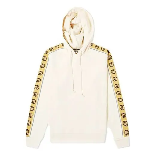 Gucci Side Sleeve Gg Logo Hoodie - Creamy