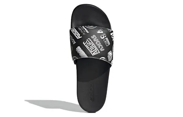 Adidas Adilette Comfort Slides With All-over Logo Detailing - Black
