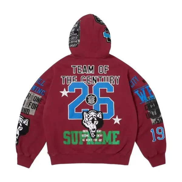 Supreme Ss26 Warriors Appliqué Zip Up Hooded Sweatshirt