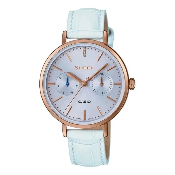 Casio Sheen Series Quartz Watch With Leather Strap - Blue