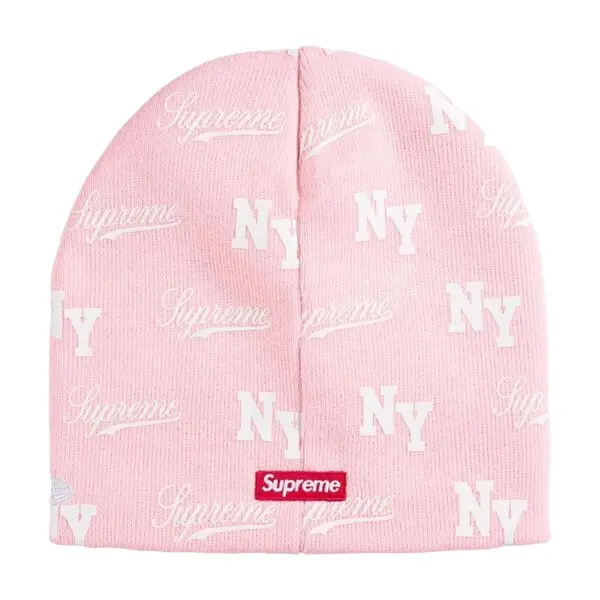 Supreme X New Era Ss26 Monogram Beanie - Pink
