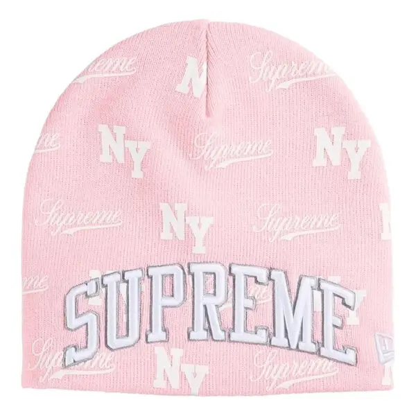 Supreme X New Era Ss26 Monogram Beanie - Pink