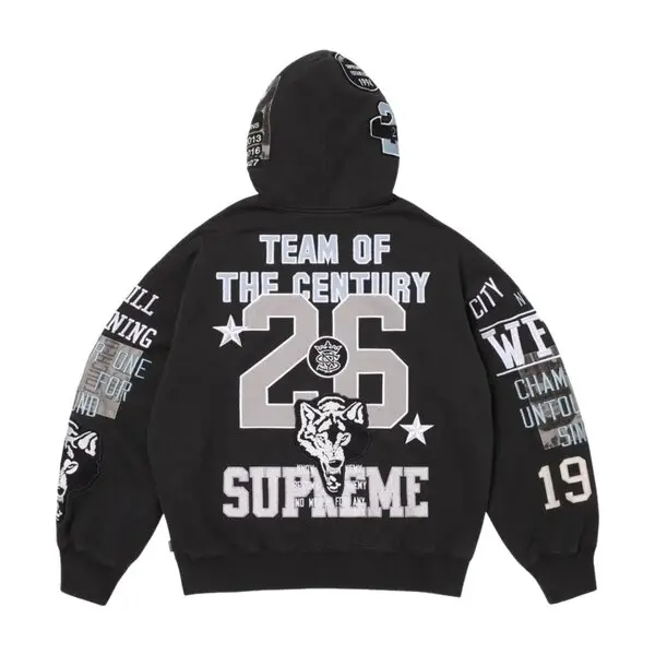 Supreme Warriors Appliqué Zip Up Hooded Sweatshirt