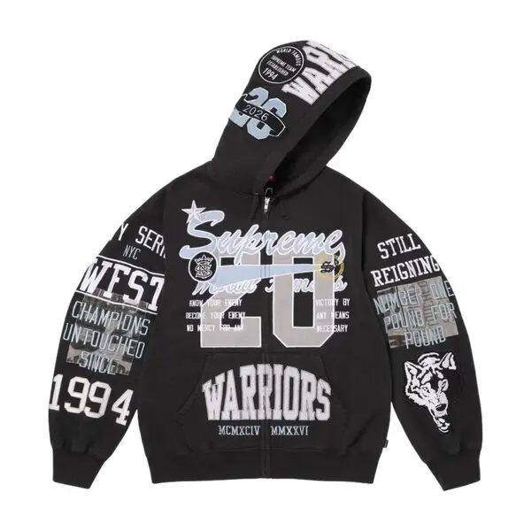 Supreme Warriors Appliqué Zip Up Hooded Sweatshirt