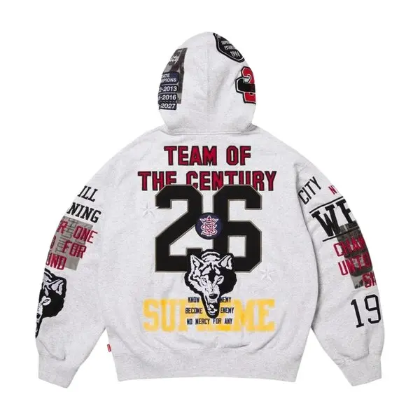 Supreme Ss26 Warriors Appliqué Zip Up Hooded Sweatshirt