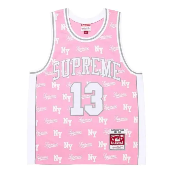 Supreme X Mitchell & Ness Ss26 Monogram Basketball Jersey - Pink