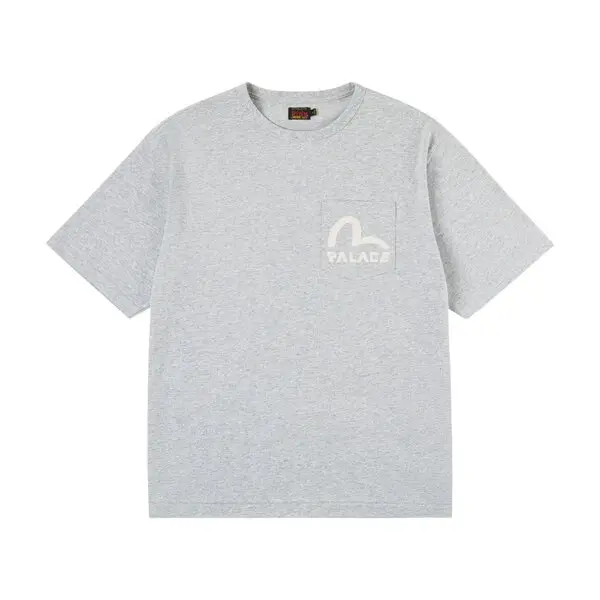 PALACE X Evisu Heavy Wash T Shirt - Grey Marl