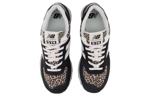 NEW BALANCE 574 Sneakers With Leopard Print Accents - Black/cream