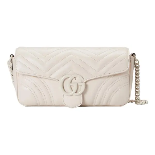 Gucci Gg Marmont Matelasse Shoulder Bag - White