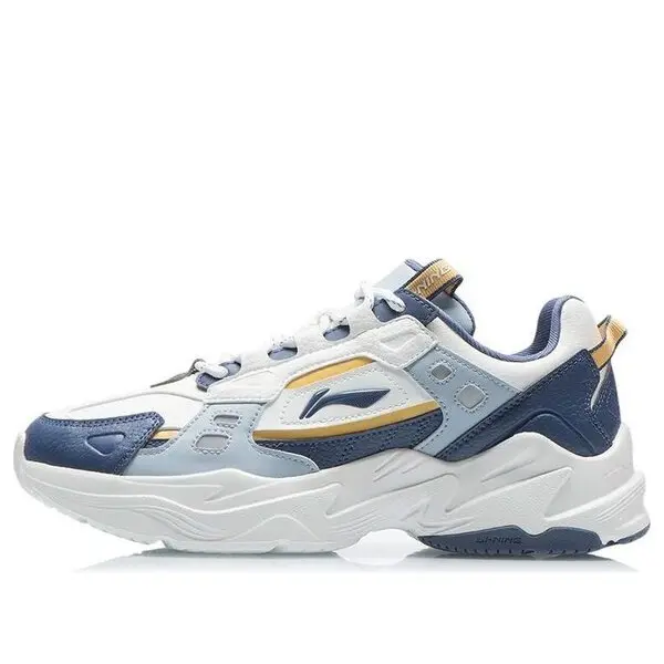 LI-NING Retro Reflective Lace-up Sneakers - White/blue