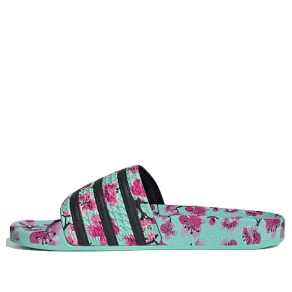 Adidas Adilette Slides Floral Print - Teal