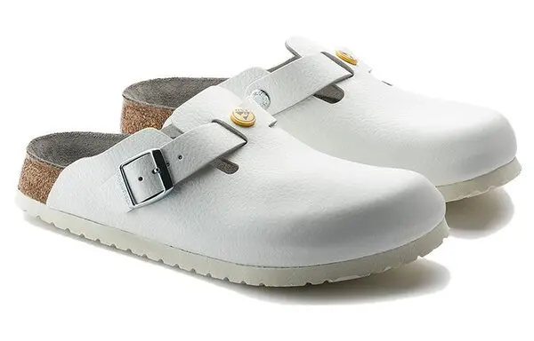 BIRKENSTOCK Boston Esd Natural Leather Narrow Fit Clogs - White
