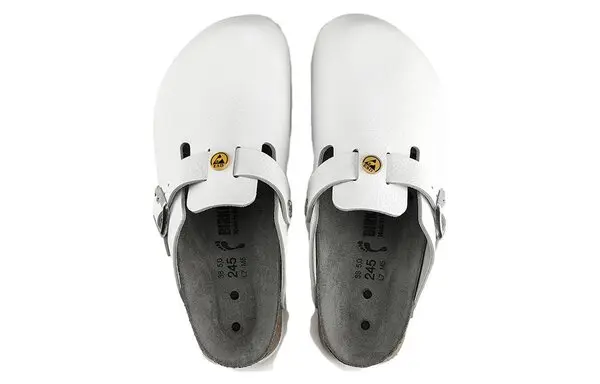BIRKENSTOCK Boston Esd Natural Leather Narrow Fit Clogs - White