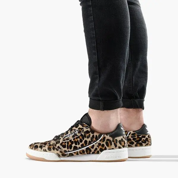 Adidas Continental 80 Leopard Print Low Top Sneakers - Black/white/brown