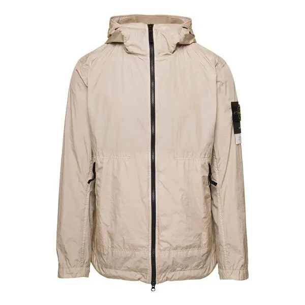 Stone Island Crinkle Reps Hooded Jacket - Tan