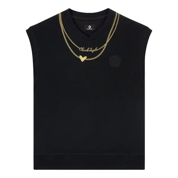 CONVERSE Sleeveless Vest With Embellished Detail - Black