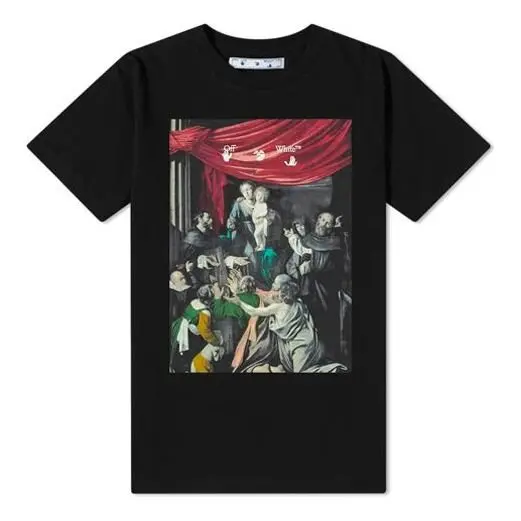 Off-White Fw20 Caravag Painting Short Sleeve Slim Tee - Black