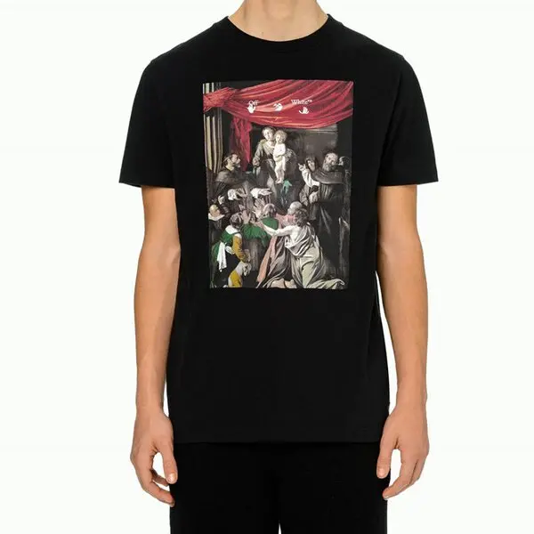 Off-White Fw20 Caravag Painting Short Sleeve Slim Tee - Black