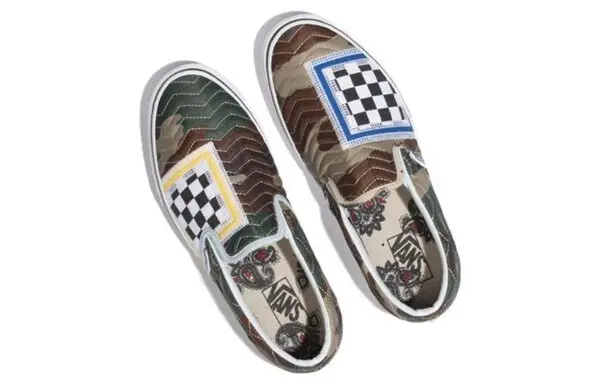 VANS Slip-on Mixed Quilting Sneakers - Black/white/blue