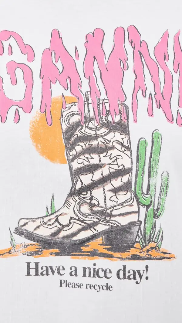 GANNI Cotton Western Zebra Boot Graphic T-shirt