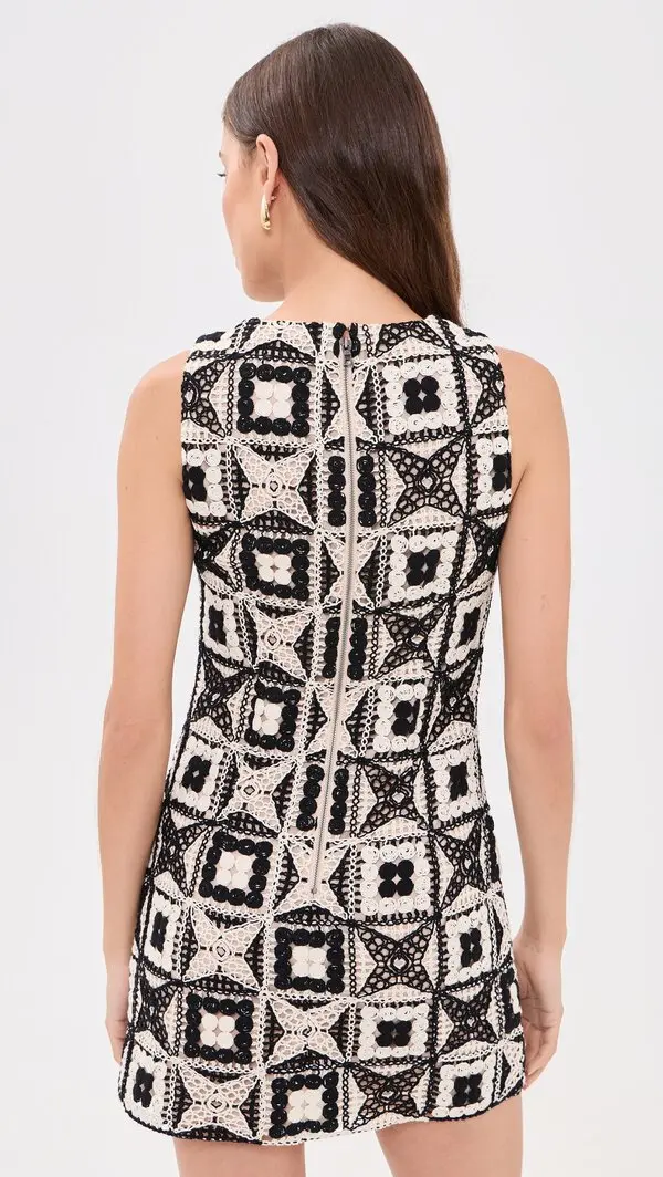 Alice + Olivia Clyde Geometric Crochet Mini Dress