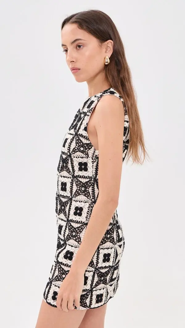 Alice + Olivia Clyde Geometric Crochet Mini Dress