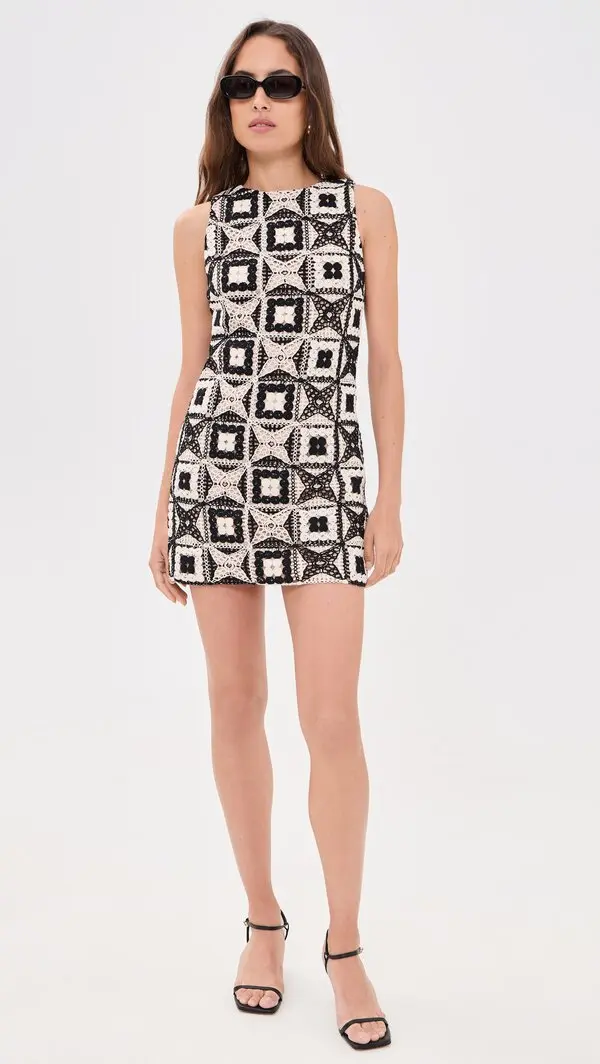 Alice + Olivia Clyde Geometric Crochet Mini Dress