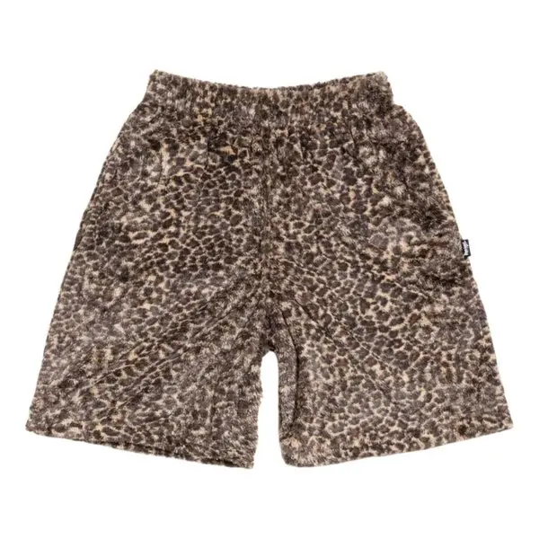 StÜssy Leopard Print Textured Shorts - Brown